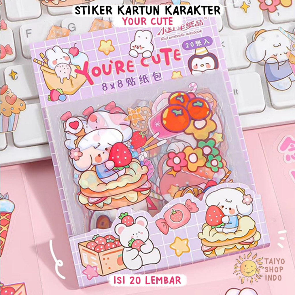 Jual TAIYO Sticker Aesthetic Momo 2D Stiker Pack Isi 20 Lembar Kartun ...