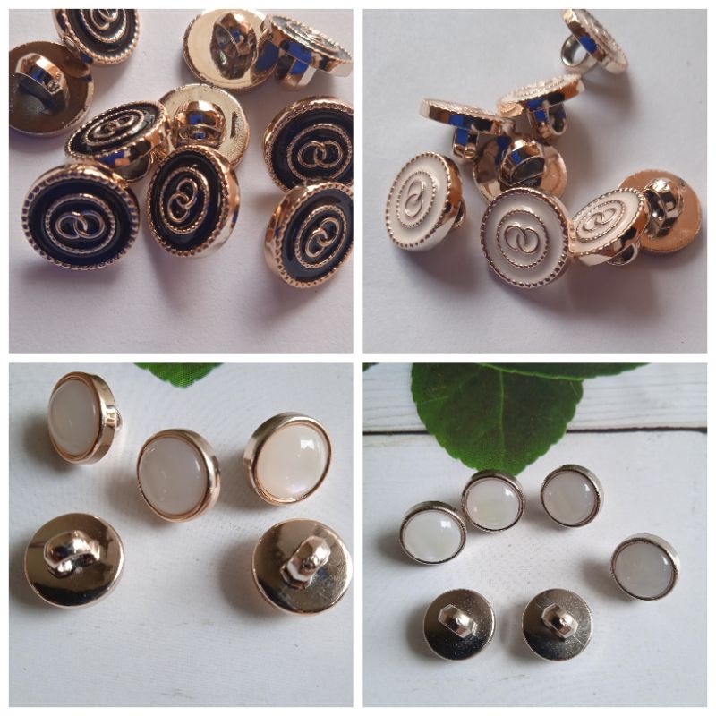 Jual (12 pcs) kancing baju / kancing jamur ring silver gold | Shopee ...