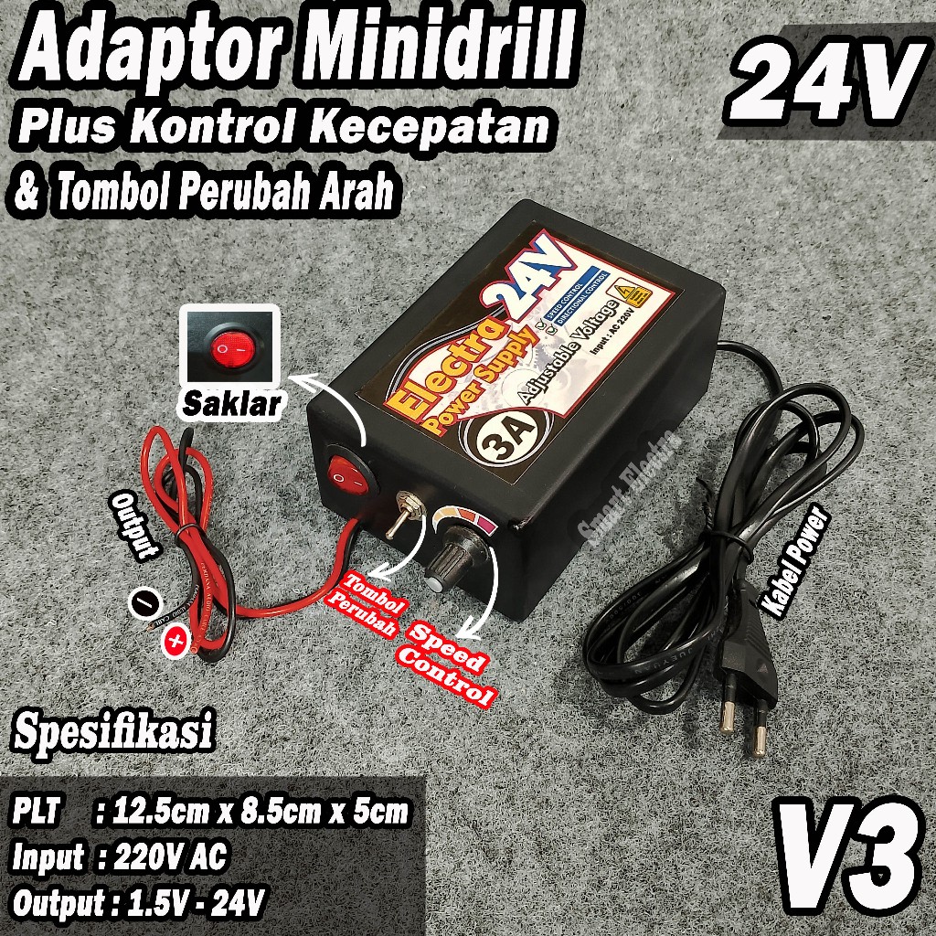 Jual Adaptor Dc 24V Adjustable (pengatur kecepatan) & Perubah Arah Plus ...