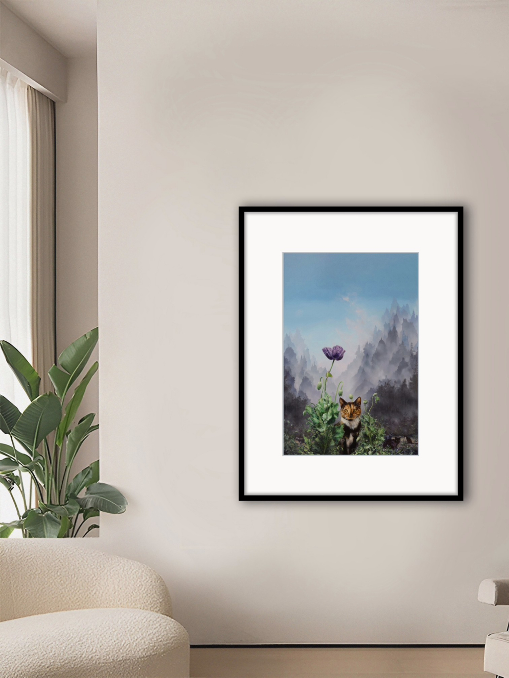 Jual Poster Blok + Frame Aesthetic Bunga Somniferum Lukisan Cetak ...