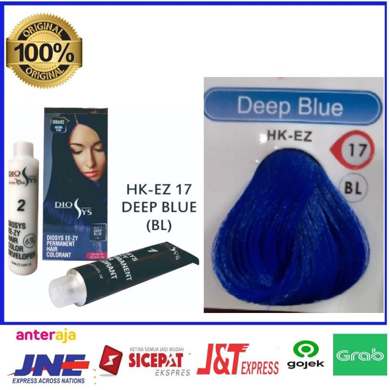 Jual cat rambut diosys 100ml Deep Blue HK-EZ 17 + oxidant diosys 100ml ...