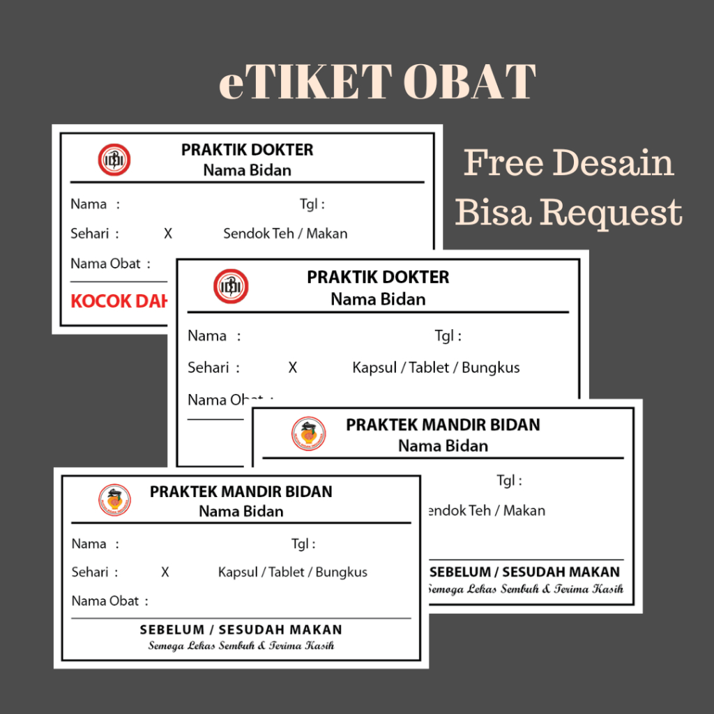 Jual Custom E-Tiket Obat - stiker obat custom | Shopee Indonesia