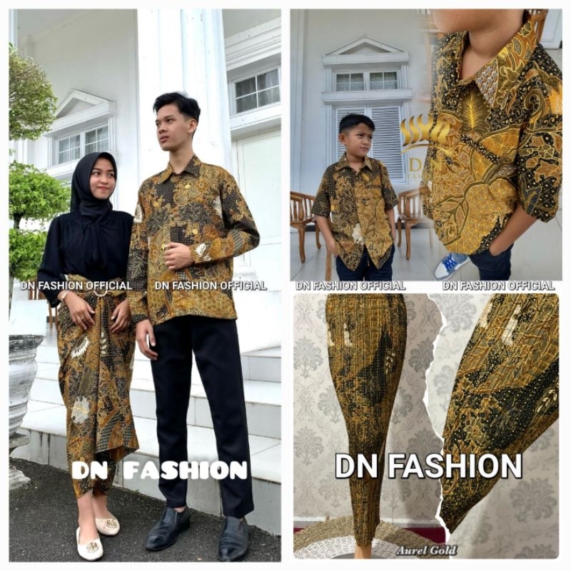 Jual MOTIF AUREL GOLD/BATIK COUPLE KELUARGA/KEMEJA BATIK COUPLE/KEMEJA ...