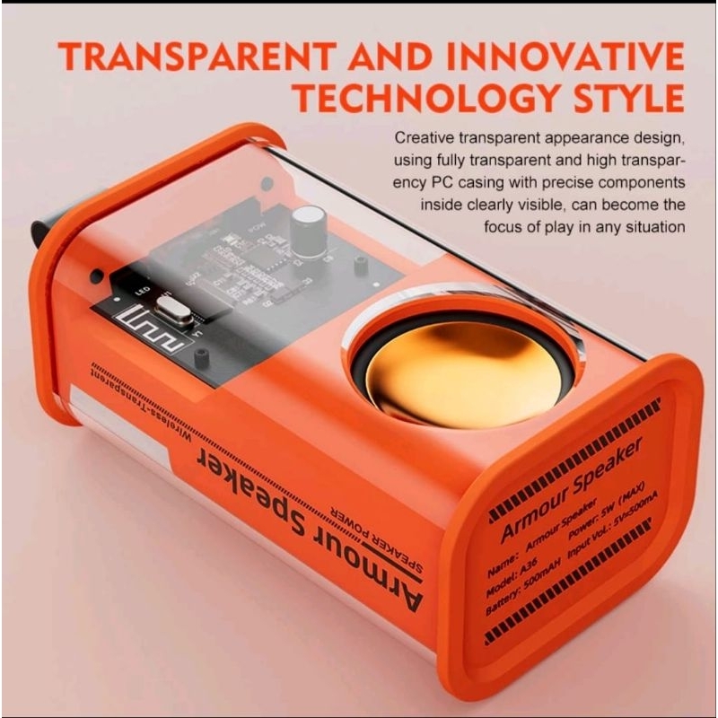 Jual Speaker Bluetooth Portable Mini Spiker Transparan 5W Super Bass ...