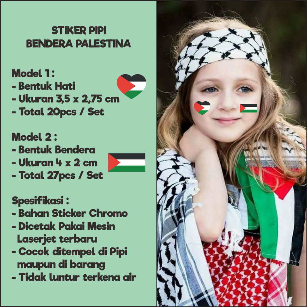 Jual BA196 Stiker Sticker Pipi Bendera Palestina Palestine 1 Set isi 20 ...