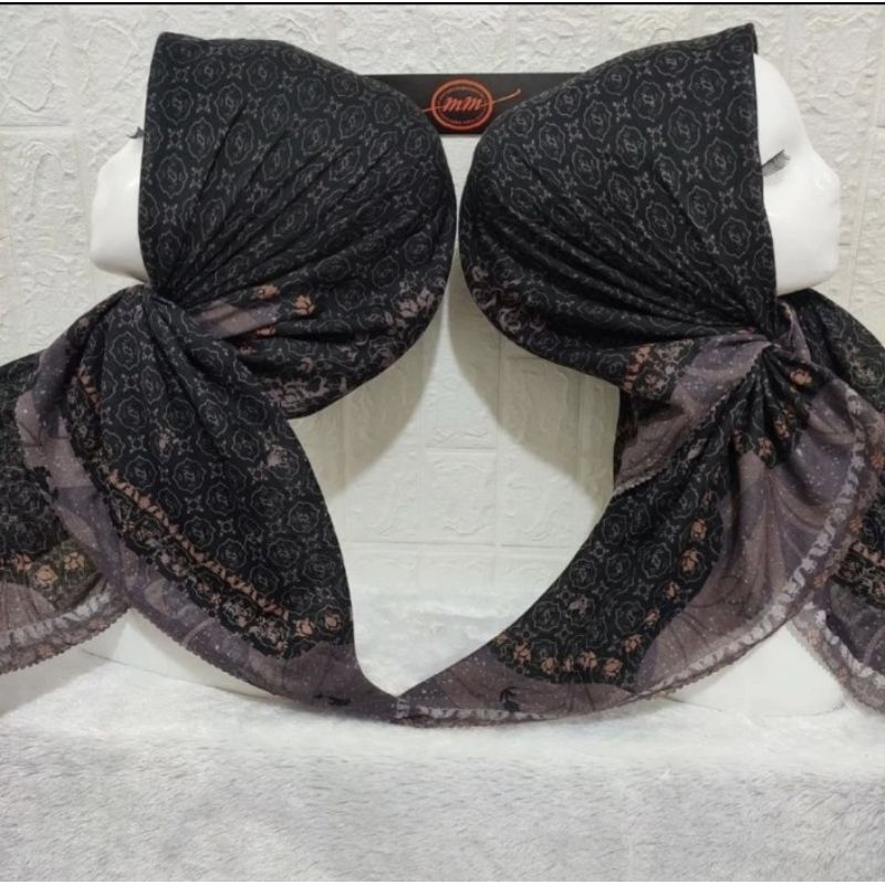 Jual HIJAB SEGI EMPAT VOAL MOTIF LCB HITAM KERUDUNG JILBAB MURAH | Shopee Indonesia
