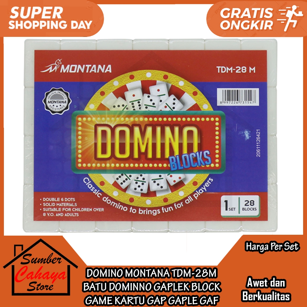 Jual DOMINO MONTANA TDM-28M BATU DOMINNO GAPLEK BLOCK GAME KARTU GAP ...