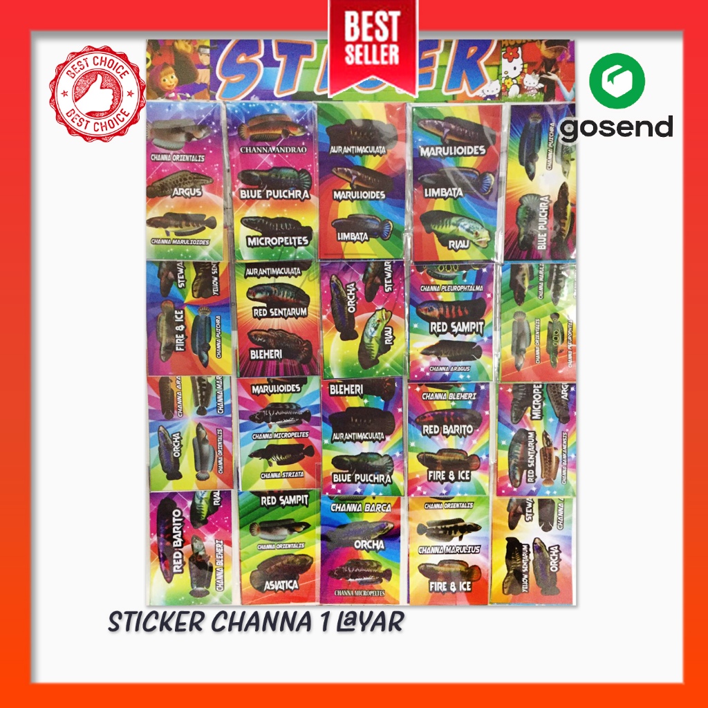 Jual Stiker Ikan Channa 1 Lembar isi 20 | Shopee Indonesia
