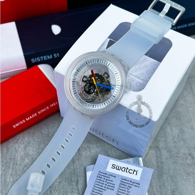 Jual JAM TANGAN PRIA SWATCH SB01K100 CLEARLY BOLD ORIGINAL GARANSI ...