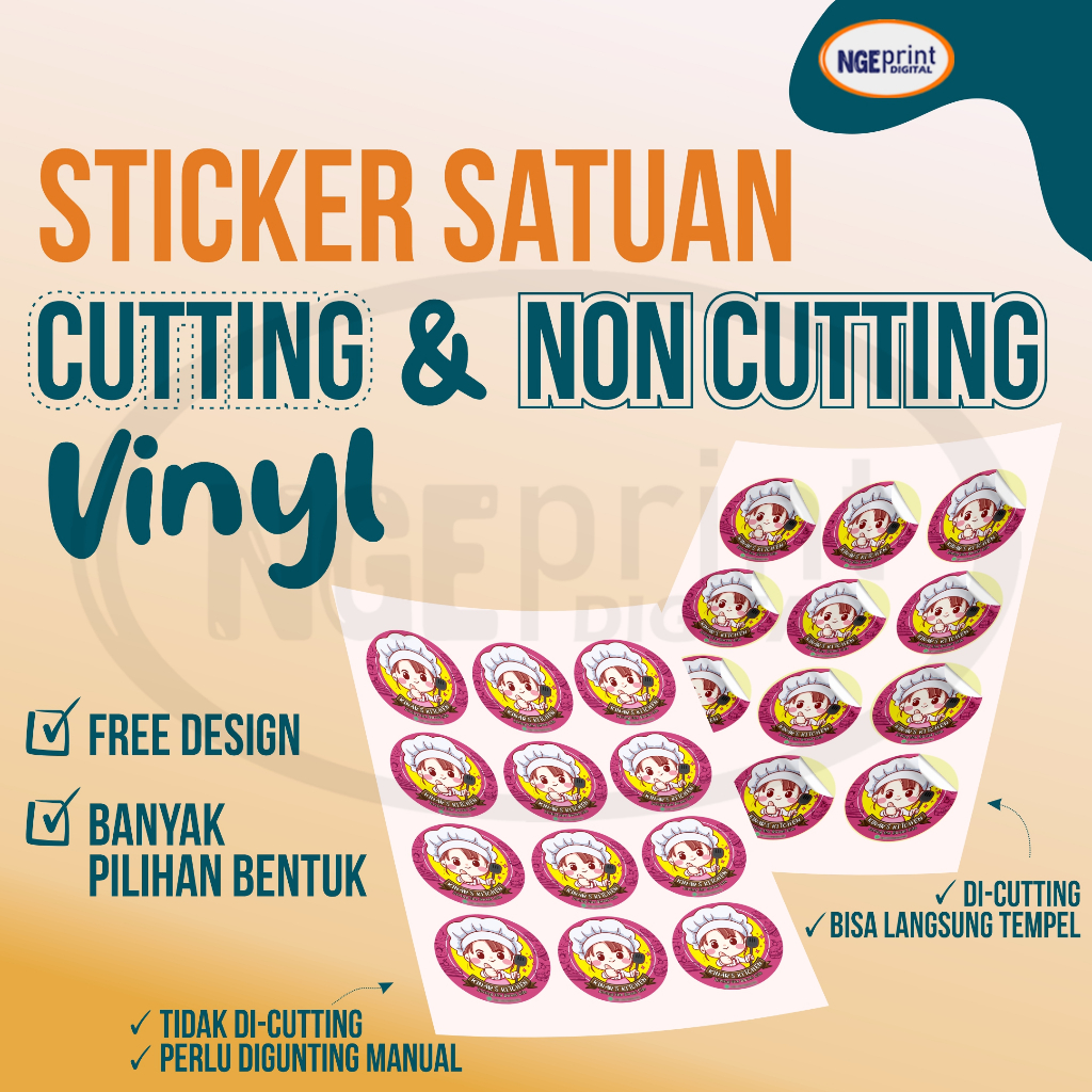 Jual [FREE DESIGN, BISA 1 LEMBAR] Cetak Stiker Vinyl [ANTI AIR] Stiker ...