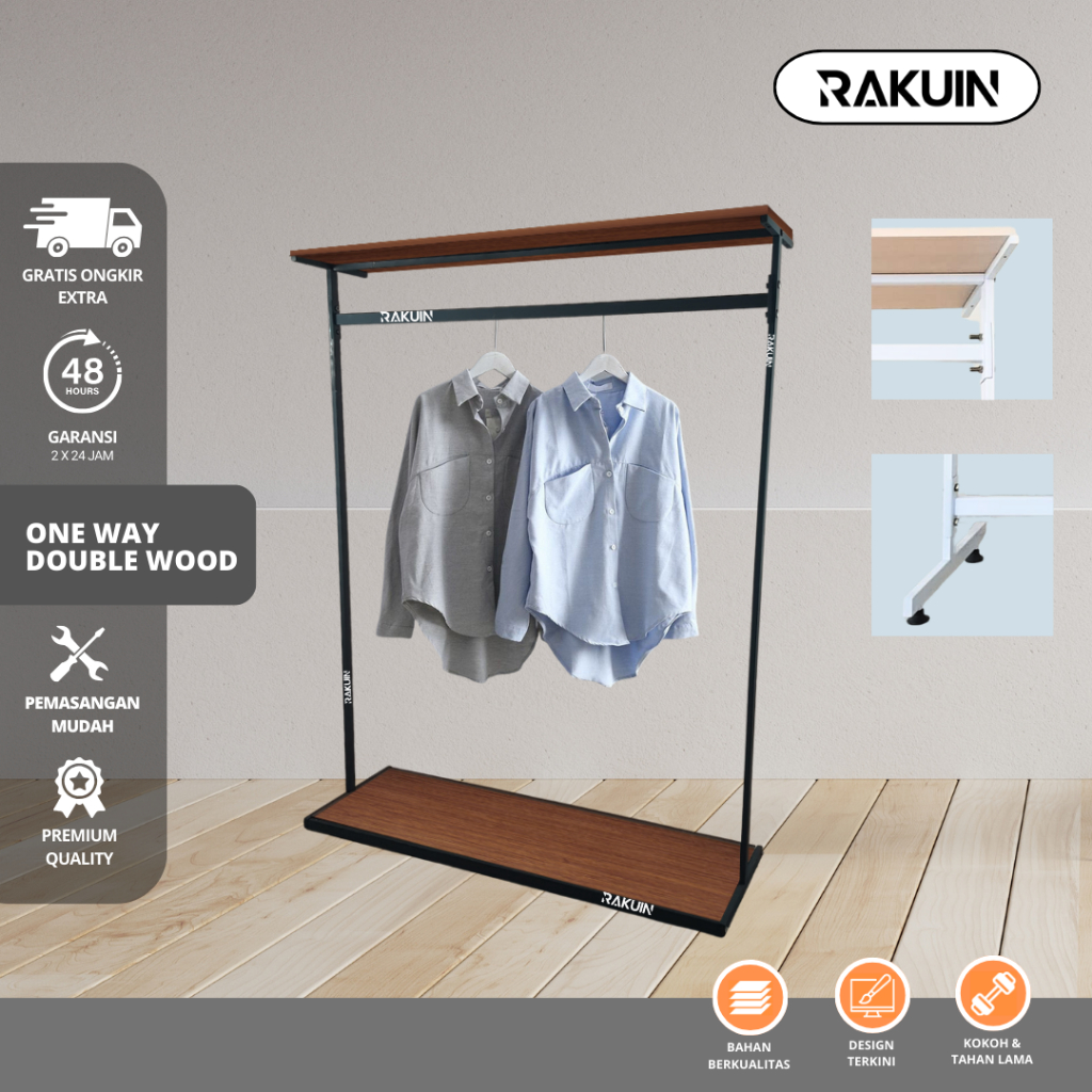 Jual RAK BAJU ONEWAY DW - GAWANG BAJU BESI DAN KAYU/ GANTUNGAN DISPLAY ...