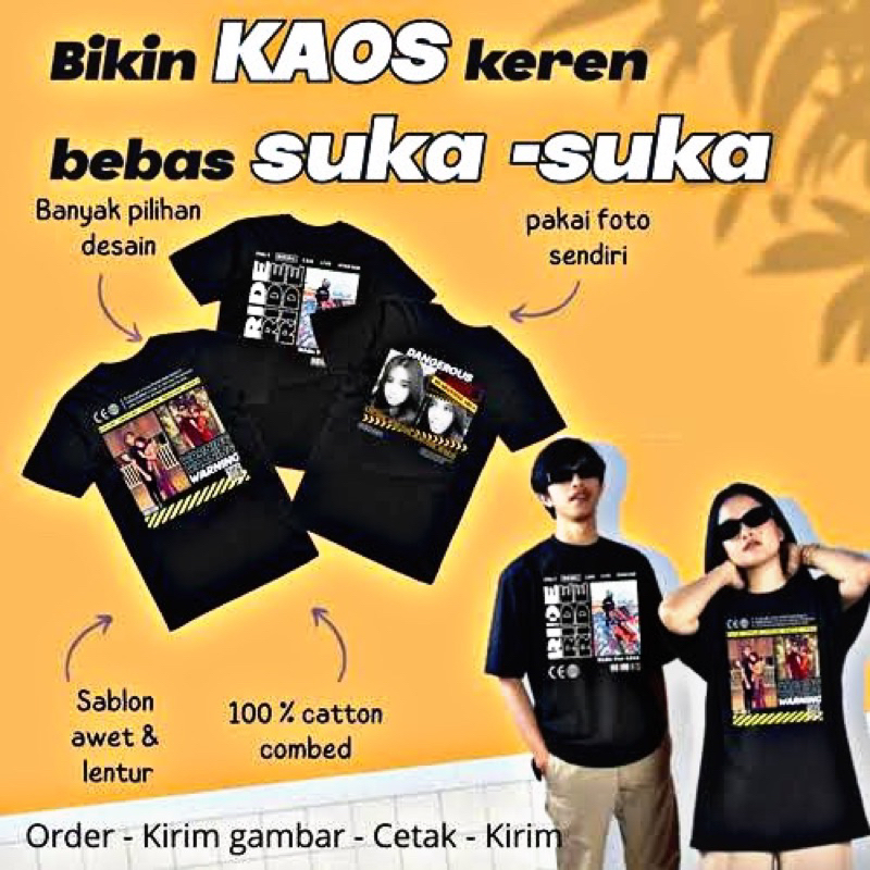 Jual Kaos Sablon Custom Request Foto Sendiri Custom Desain Request Nama Logo Kelas Bahan Tebal ...