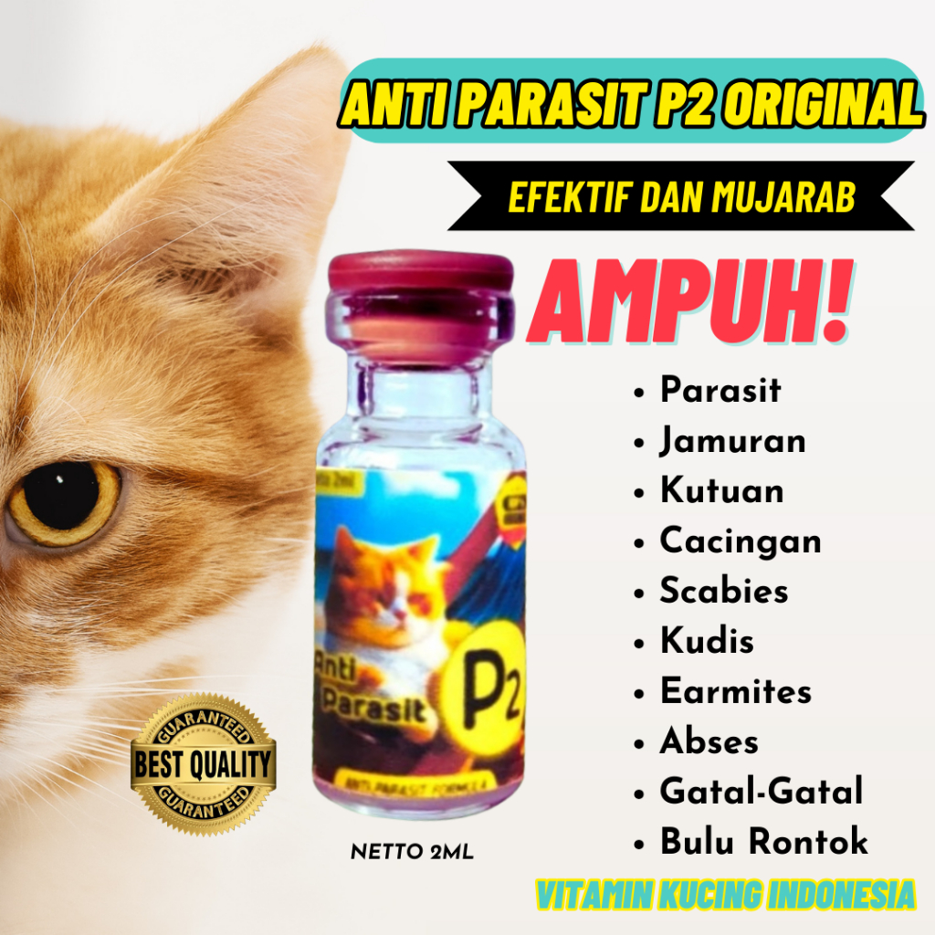 Jual Vitamin Kucing Obat Parasit P2 (Obat Scabies, Kutu, Jamur) Vitamin ...