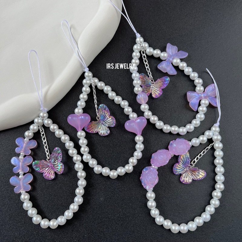 Jual Phone Strap Beads Ungu Series/ Tali Lanyard Handphone Manik Pita ...