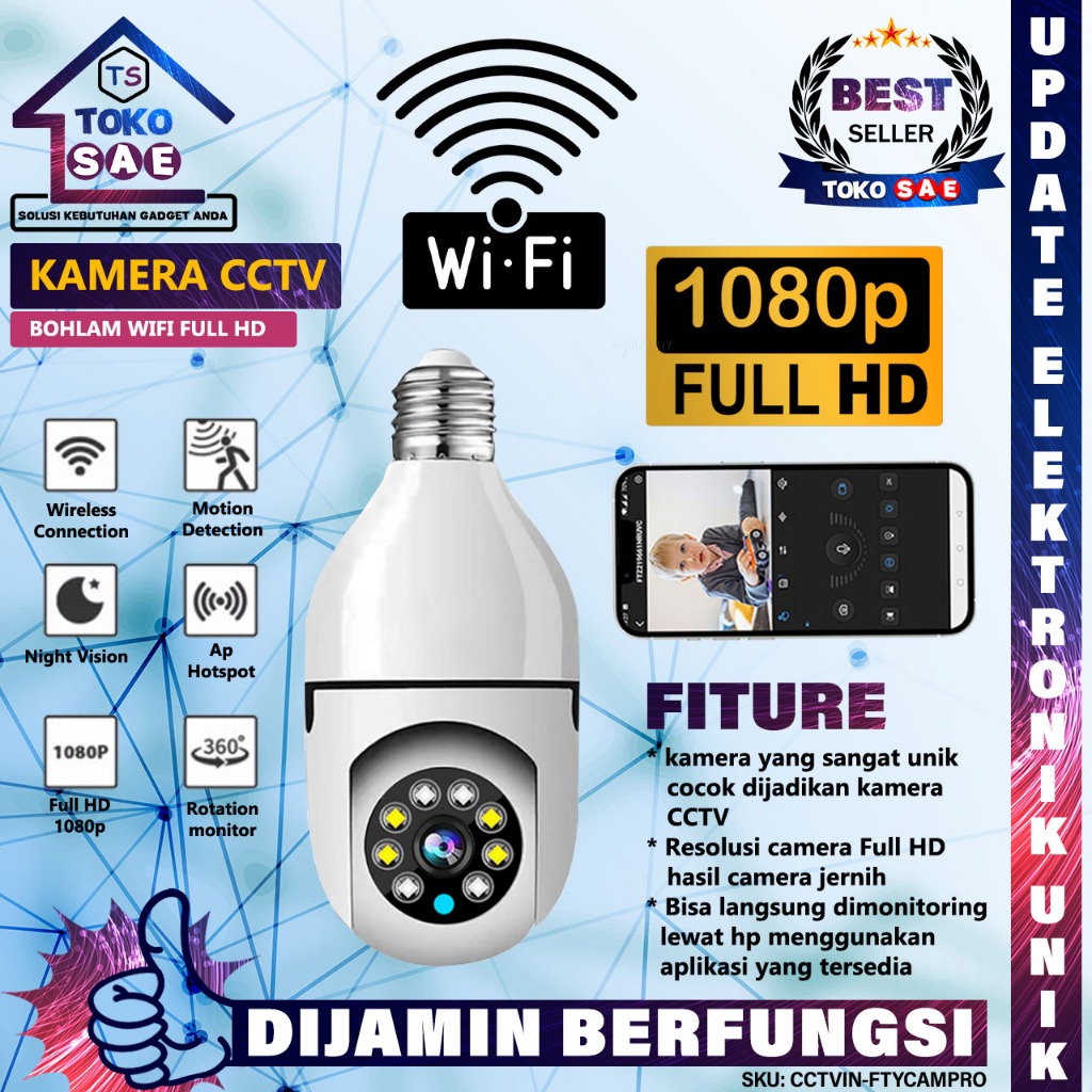 Jual IP Camera CCTV Wifi PTZ Lampu Bohlam Bulb Panoramic 360 Derajat ...