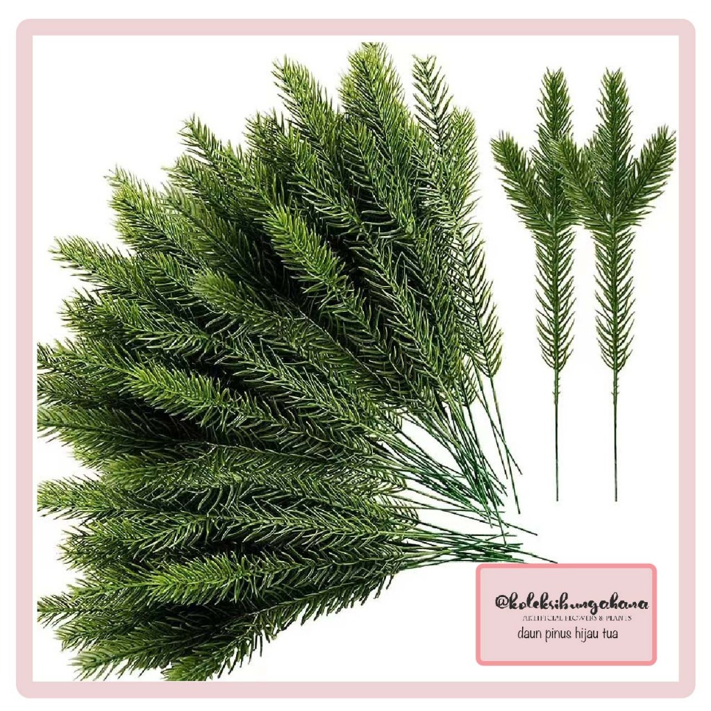 Jual daun cemara pinus hijau plastik imitasi artificial pohon natal ...