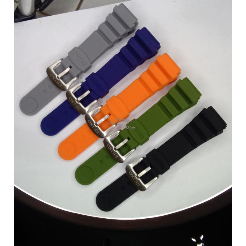 Jual STRAP TALI KARET JAM SEIKO RUBBER STRAP JAM SEIKO 22MM | Shopee ...