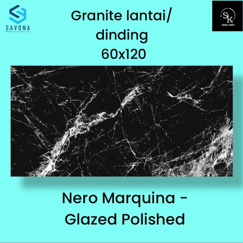 Jual Granit lantai / dinding 60x120 Savona Gress Nero Marquina - Glazed ...