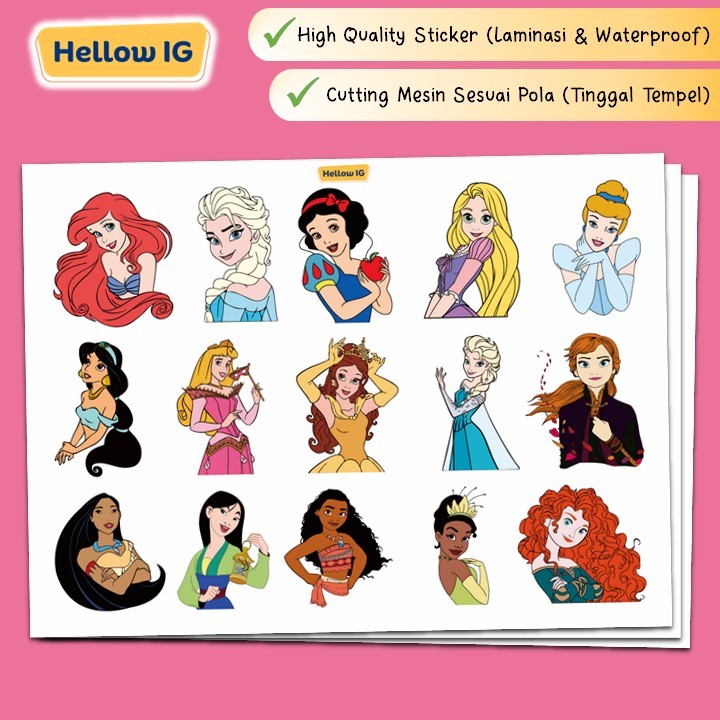 Jual STICKER PACK PRINCESS DISNEY | STIKER ARIEL ELSA SNOW WHITE MULAN ...