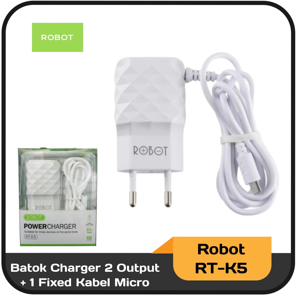 Jual Charger Robot RT-K5 3 output 2,1A + Fixed Cable Micro | Shopee ...