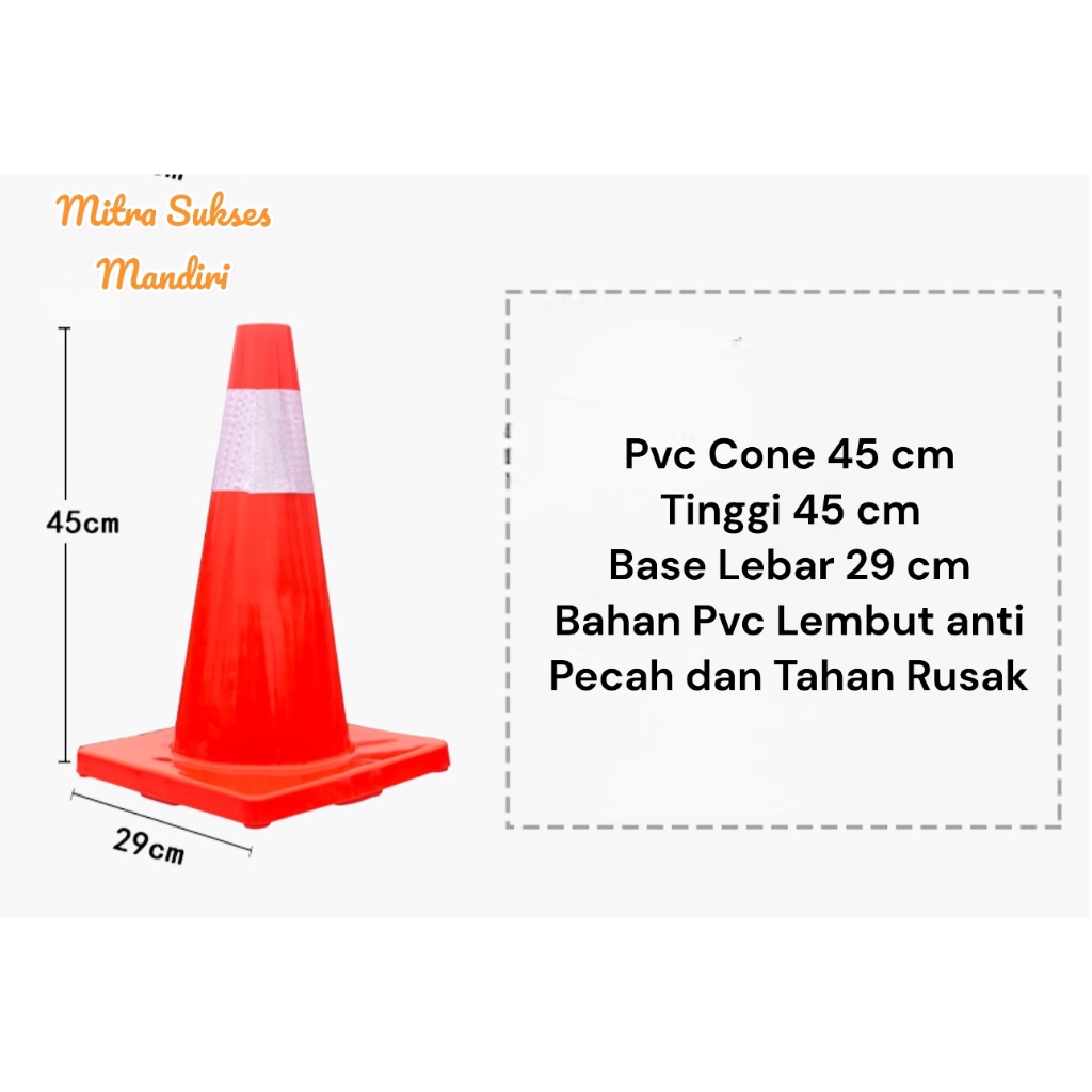 Jual Traffic Cone PVC 45 Cm /Pvc cone Kerucut Safety 45 cm | Shopee ...