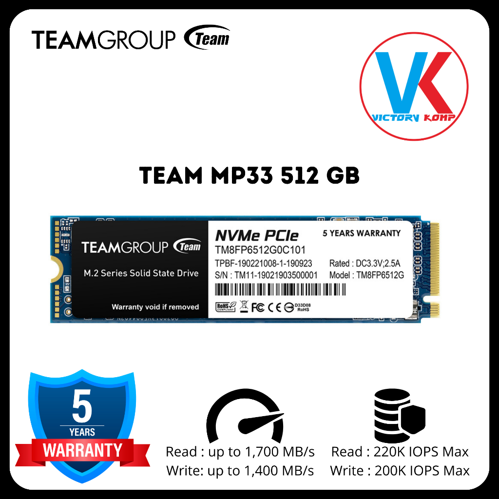 Jual SSD TEAM MP33 M.2 PCIe NVMe SSD 512GB [TM8FP6512G0C101] Team MP 33 ...