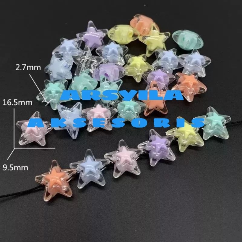 Jual ( 25 Pcs ) Manik Manik Bintag Kristal Transparan Manik Akrilik Spacer Warna Warni Bening ...