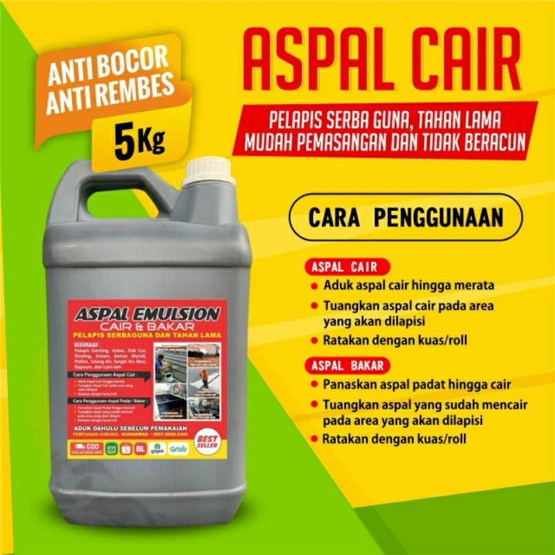 Jual ASPAL CAIR 5 KG asphalt emulsion / aspal waterproofing/ pelapis ...