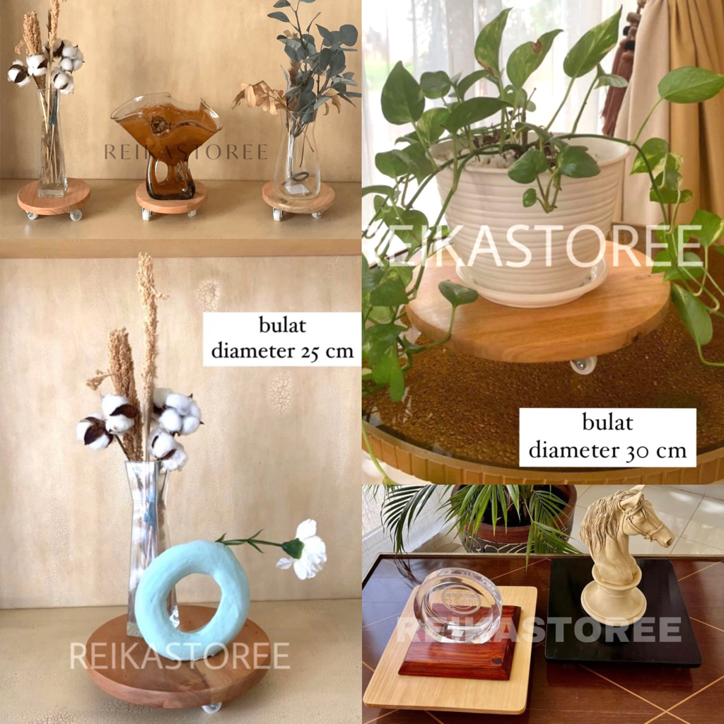 Jual Tatakan alas pot kayu roda putih EXPORT QUALITY tipe Solid ...