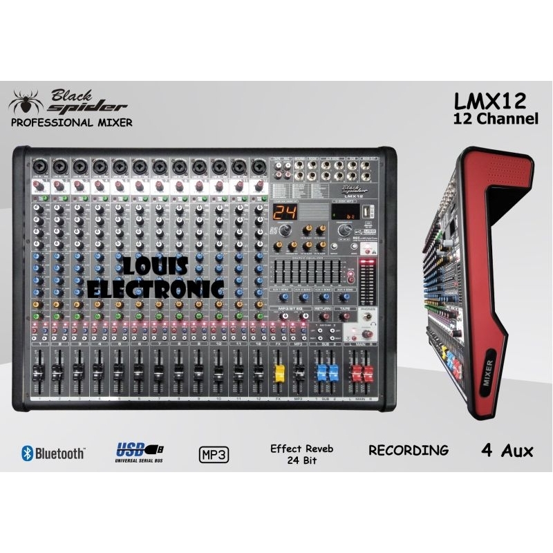 Jual Professional Mixer Audio 12 Channel Black Spider LMX12 LMX 12 ...