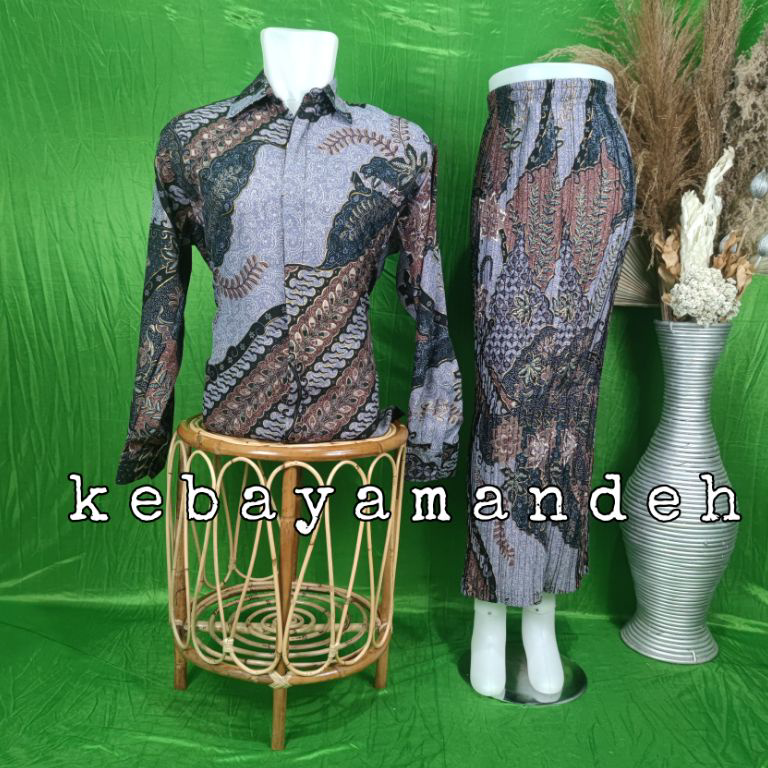 Jual Model Baru Kebayamandeh55 Cod Set Couple Rok Plisket Batik Couple Baju Batik Couple