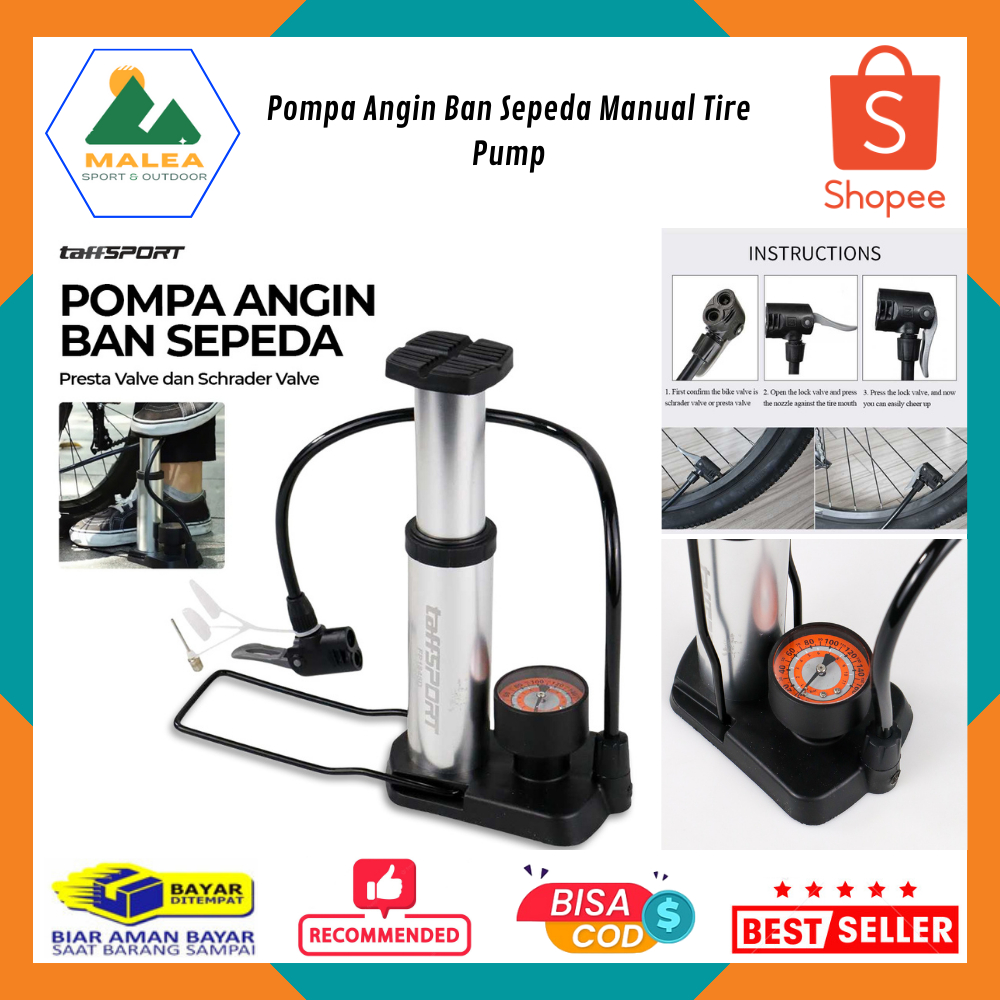 Jual Pompa Angin Ban Sepeda Manual Tire Pump / Pompa Udara Portabel ...