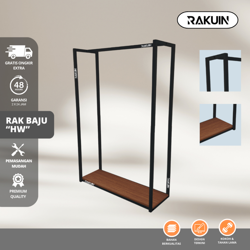 Jual RAK "HW" - RAK BAJU BESI DAN KAYU KOKOH - GANTUNGAN BAJU ELEGAN ...