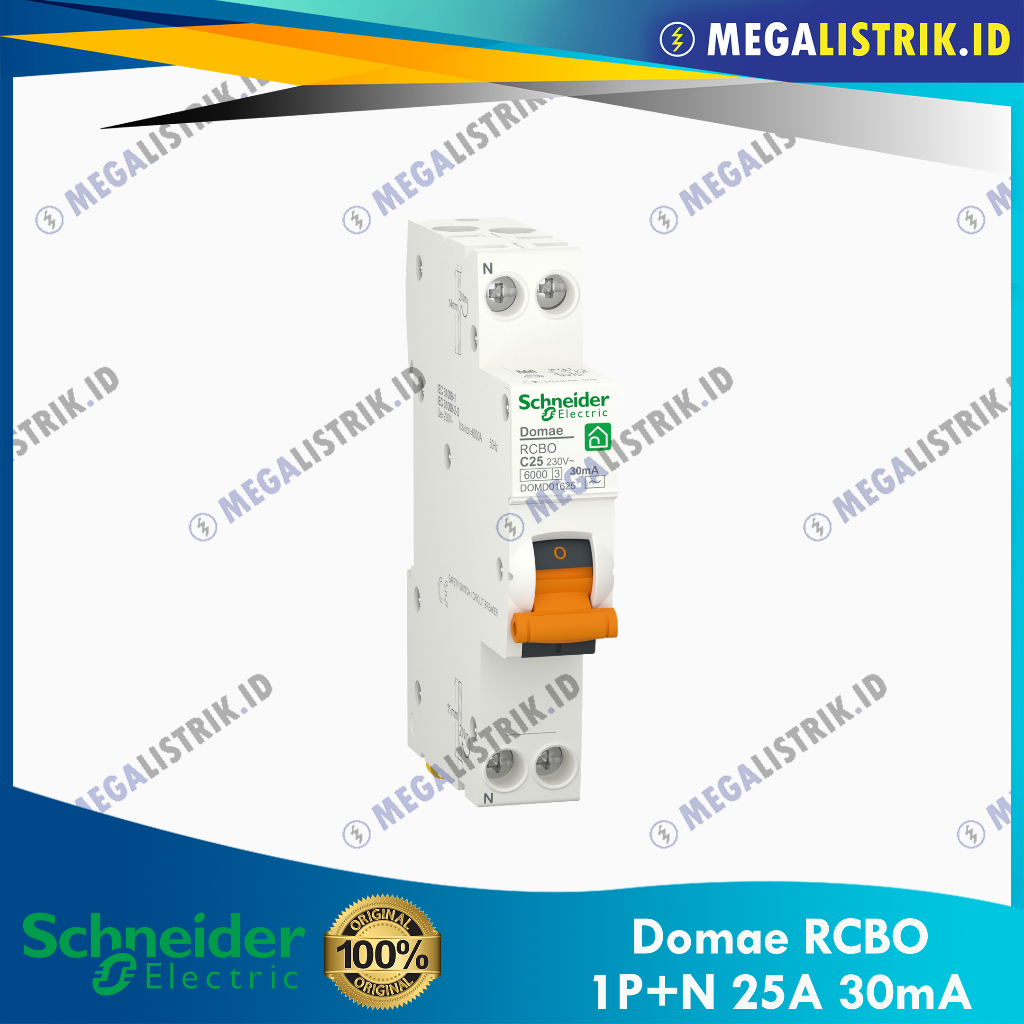 Jual SCHNEIDER RCBO 1P+N 25A / 1P + N 25 AMPERE 30MA DOMAE SLIM ( MCB + ELCB ) DOMD01625 ...
