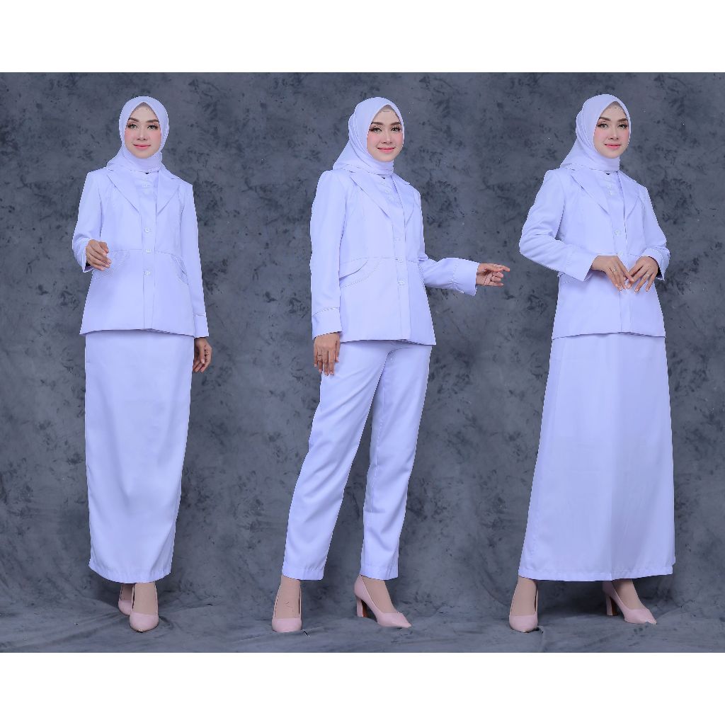 Jual SERAGAM PUTIH-PUTIH PERAWAT ROMPI BARU POLOS ROK SPAN/ROK.A/CELANA ...
