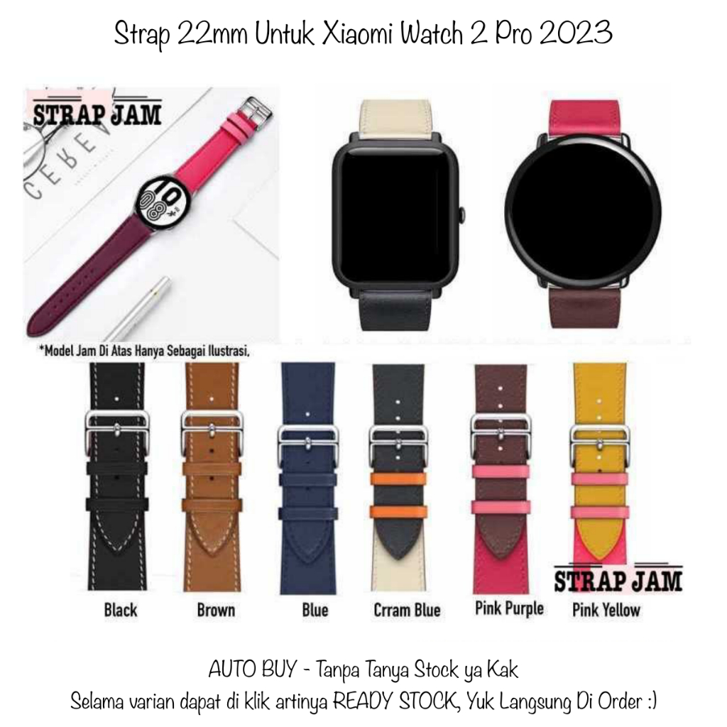 Jual Fashion Strap 22mm Xiaomi Watch 2 Pro 2023 - Tali Jam Tangan Kulit Leather Stylish Quick ...