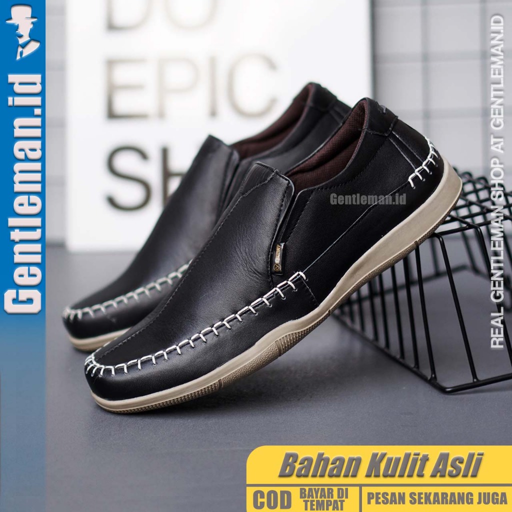 Jual GENTLEMAN Almere Sepatu Formal Pria Slip On Hitam Casual Kerja ...