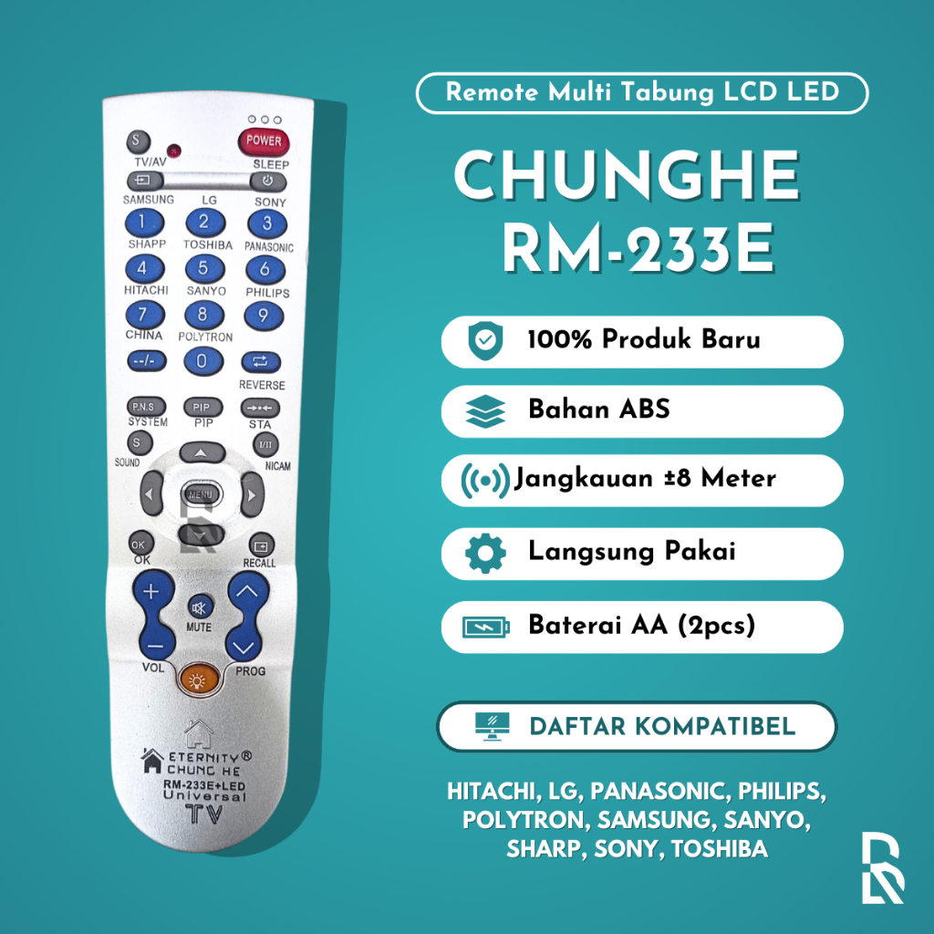 Jual Remot / REMOTE TV MULTI TABUNG LCD LED CHUNG HE RM 233E + LED / ECER DAN GROSIR | Shopee ...