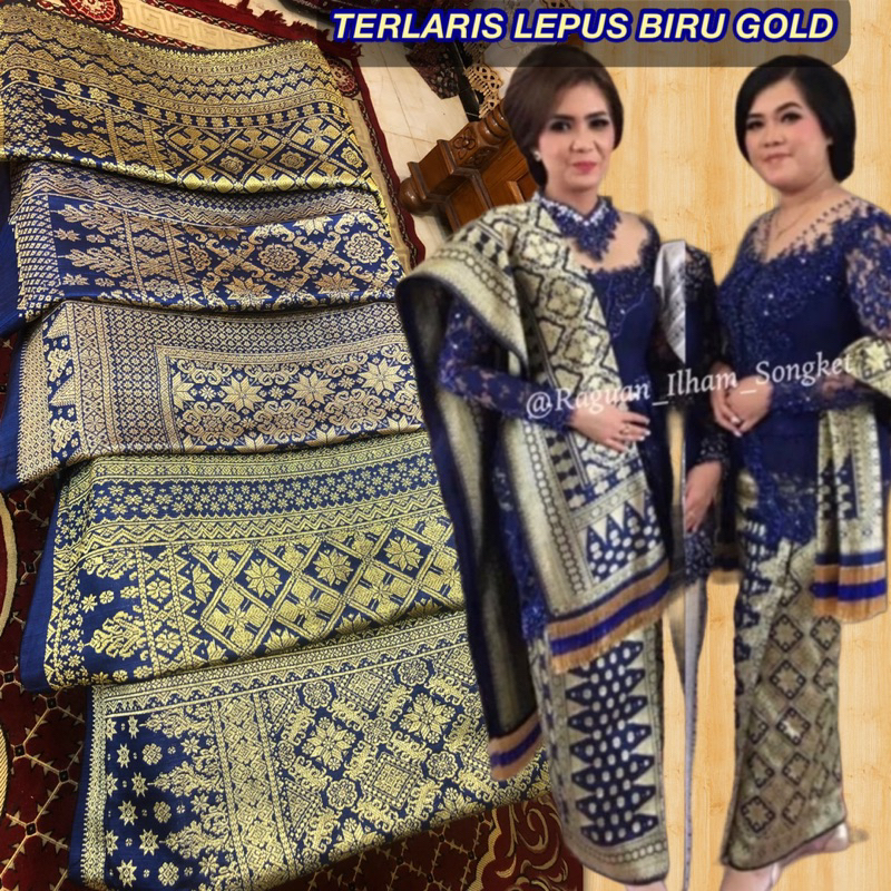 Jual TERLARIS Songket Lepus Halus Exclusive Warna Best Seller Biru Gold / Songket Tenun ...
