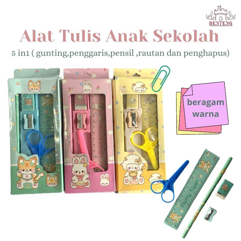 Jual TULIS - Mini Stationary Set Alat Tulis Sekolah 5 in 1 Karakter ...