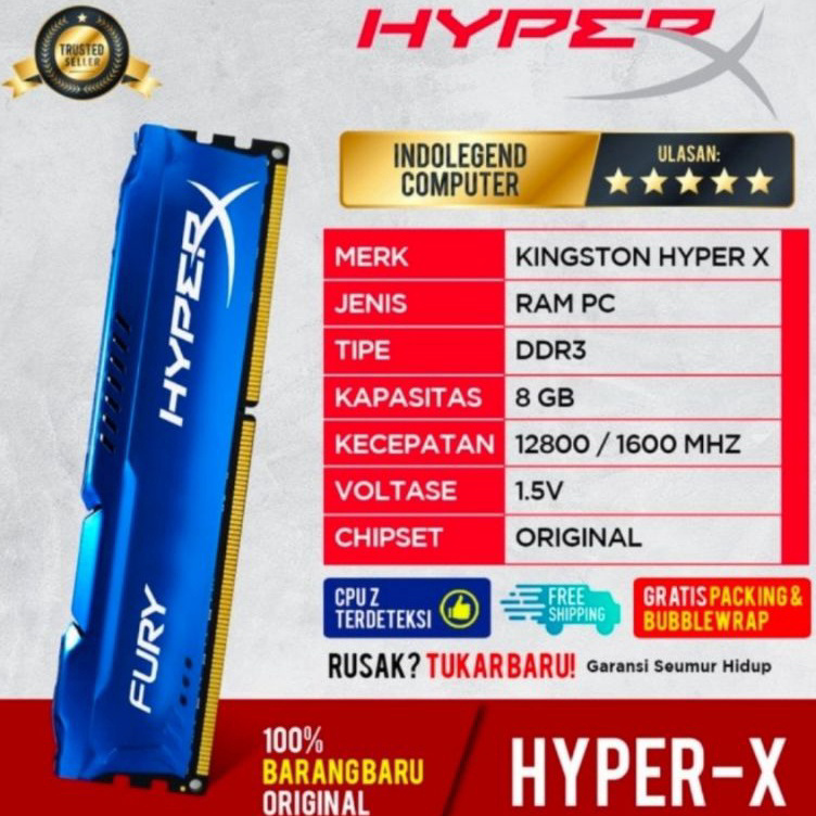 Jual Super Promo RAM HYPER X DDR3 8GB PC12800 Model Terkini | Shopee Indonesia