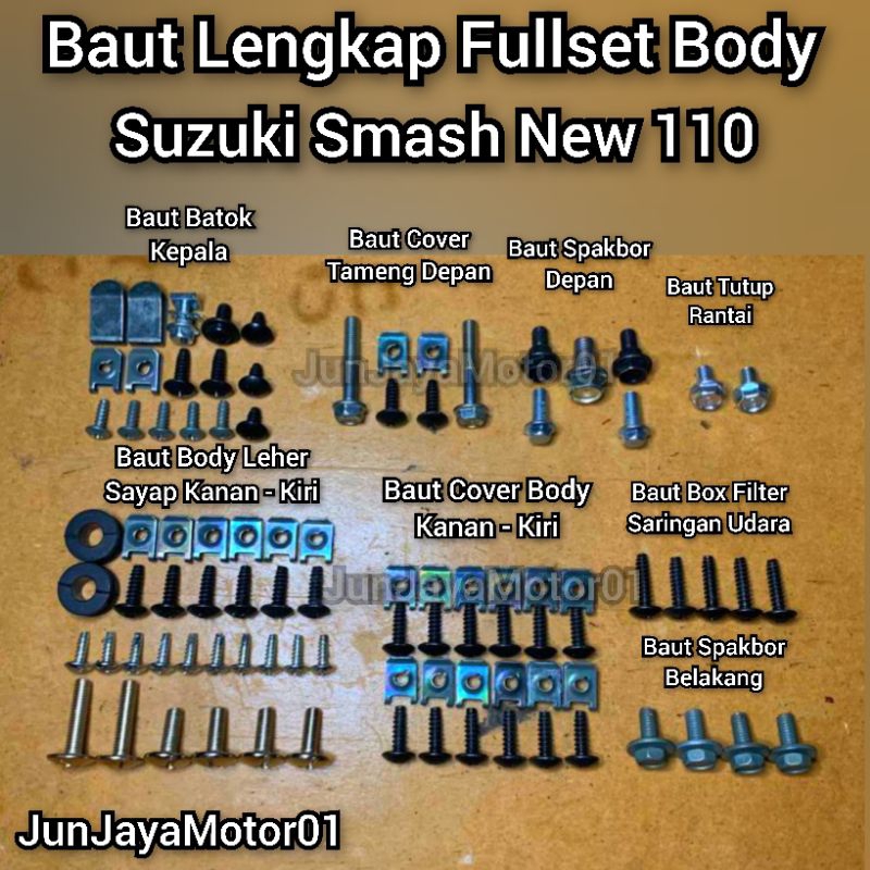 Jual Baut Lengkap Full Set Body Suzuki Smash New 110 / Baut Lengkap Fullset Bodi Suzuki Smash ...