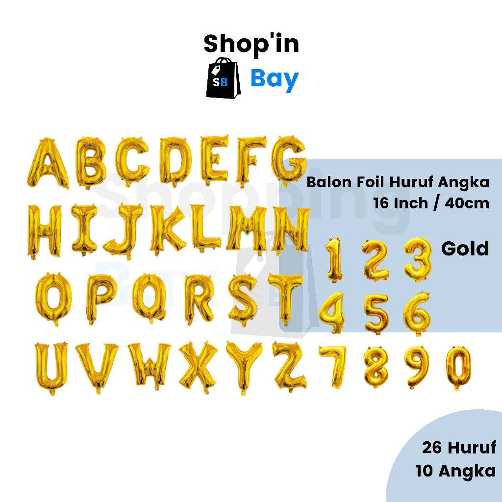 Jual Balon Foil Huruf dan Angka 40cm 16inch / Balon Huruf A-Z dan Balon ...