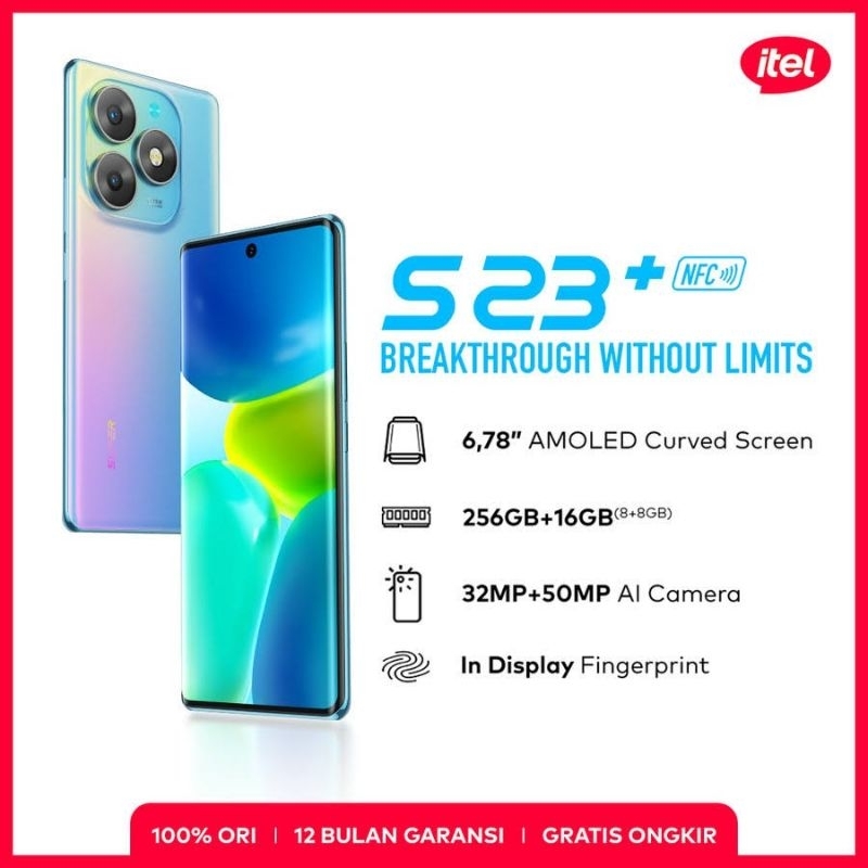 Jual ITEL S23+ RAM 8+8GB ROM 256GB AMOLED CURVED GARANSI RESMI ITEL ...