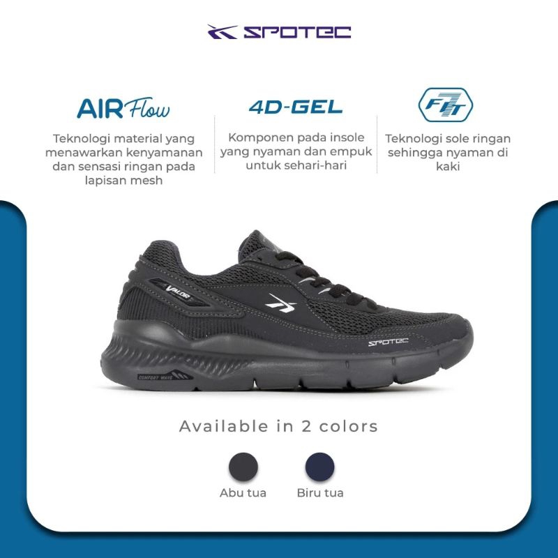 Jual SPOTEC Sepatu STUDENT Artikel VALOR-Abu Tua/Abu Tua | Shopee Indonesia