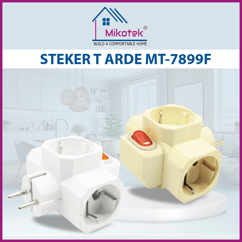 Jual MIKOTEK Steker T Arde 3 Lubang / Colokan Listrik Saklar On/Off MT ...