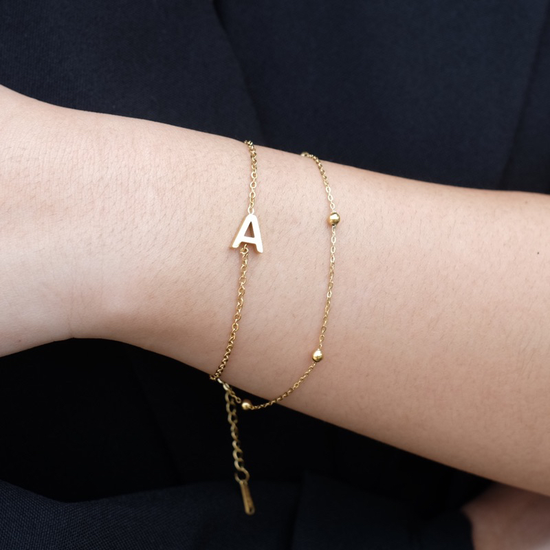 Jual Ark.co - BASIC INITIAL BRACELET Titanium | (Gold & Silver ...