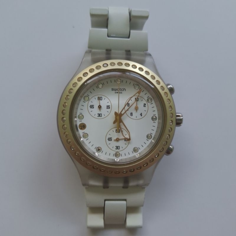 Jual Swatch Irony Diaphane Full Blooded White | Shopee Indonesia