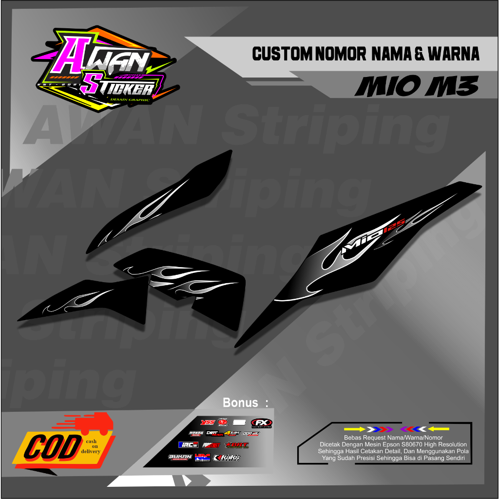 Jual Stiker Striping Yamaha Mio M3 Motif Api Terbaru | Shopee Indonesia