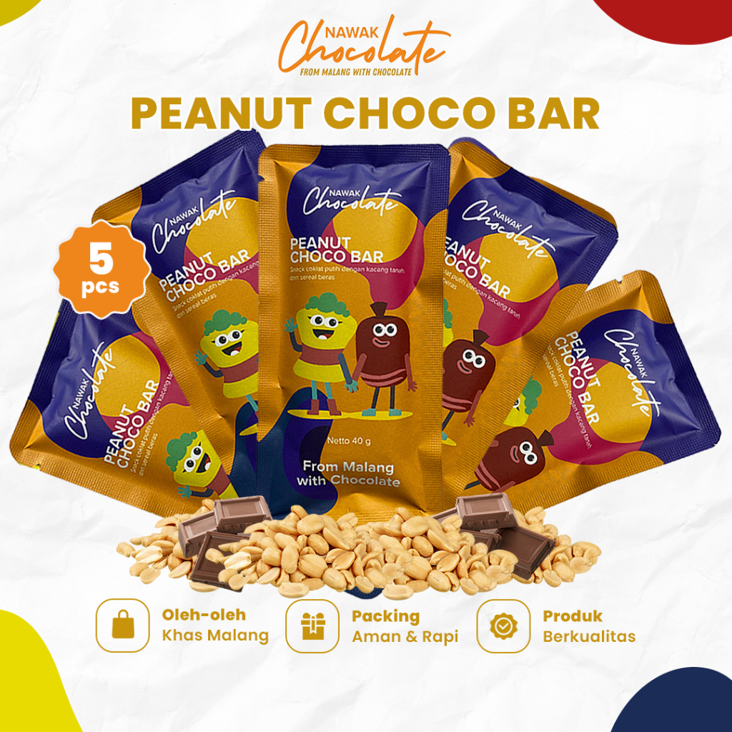 Jual Coklat Nawak Rasa Kacang Tanah Isi 5 Pcs Chocolate Bar Snack ...